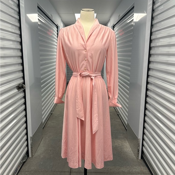 Vintage | Dresses | Vintage 7s Baby Pink Fit Flare Polyester Dress Ml | Poshmark